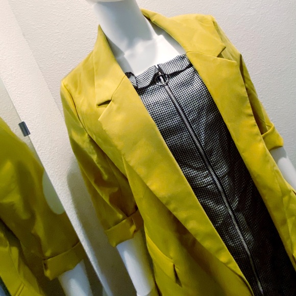 New York & Company | Jackets & Coats | Chartreuse Blazer With Ruched ...